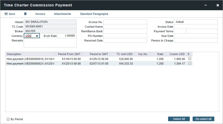 IMOS - Time Charter Commissions